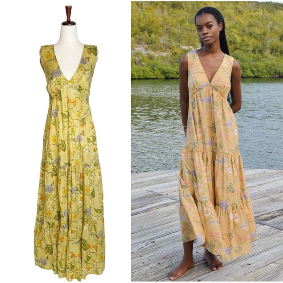 Coco Shop | Dresses | Coco Shop Floral Cotton Tiered Maxi Dress | Poshmark